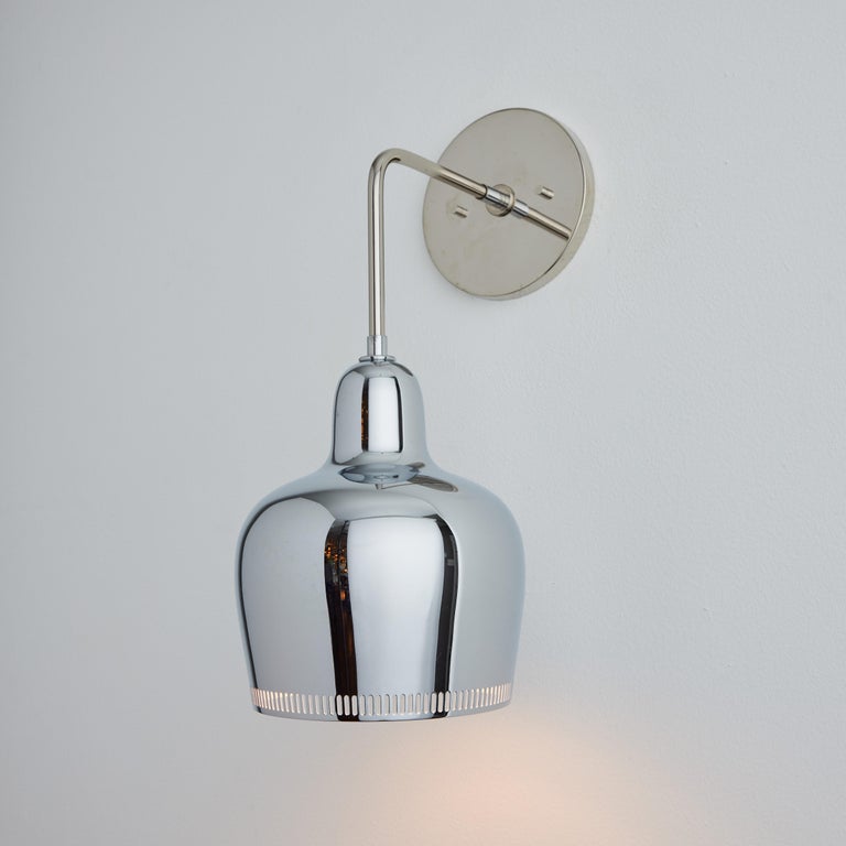 Alvar Aalto A330s Chrome Wall Light Light for Artek For Sale at 1stDibs