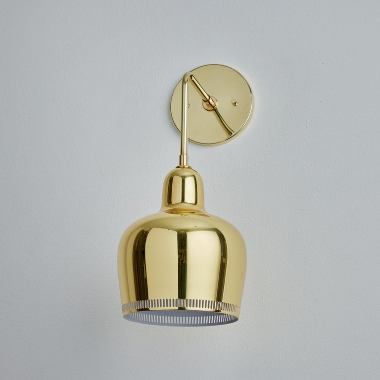 Alvar Aalto A330s Polished Brass Wall Light for Artek For Sale at 1stDibs