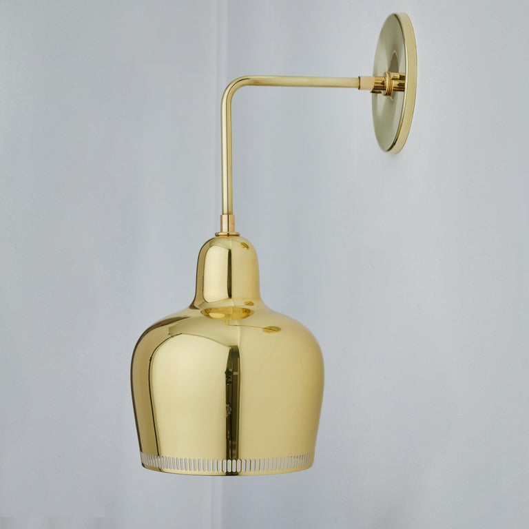 Alvar Aalto A330s Polished Brass Wall Light for Artek For Sale at 1stDibs
