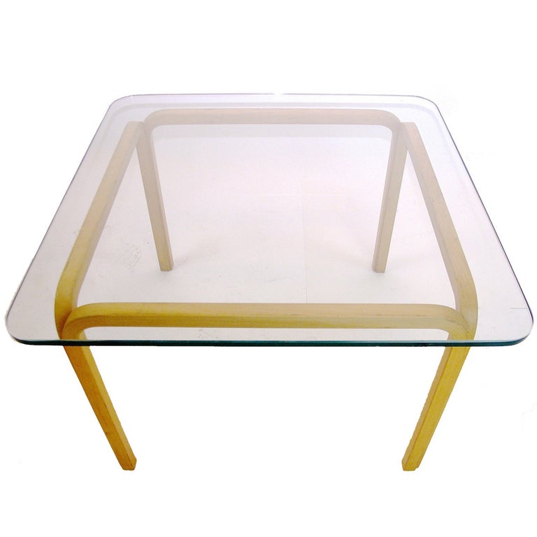 Alvar Aalto Artek Y805 Glass and Bentwood Birch Coffee or Cocktail ...