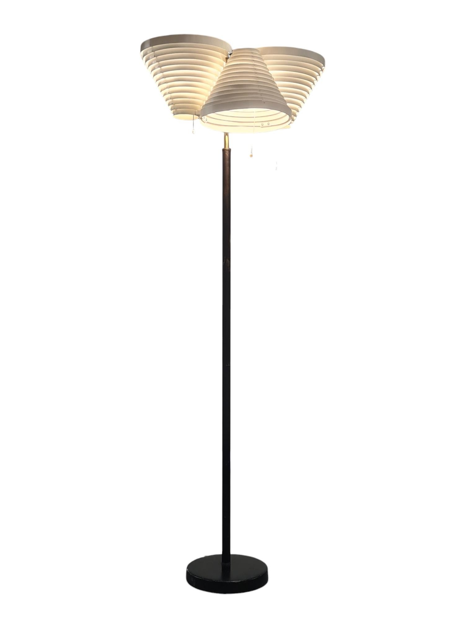 Alvar Aalto Floor Lamp Model A809 in White and Black Leather ...