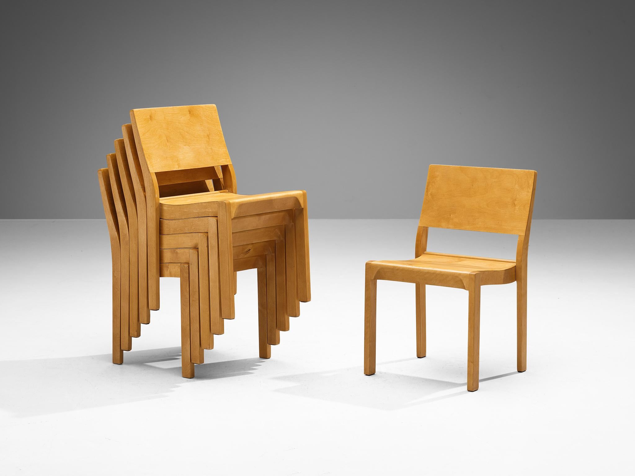 Alvar Aalto for Artek Set of Twelve Stackable '11' Chairs in Birch ...