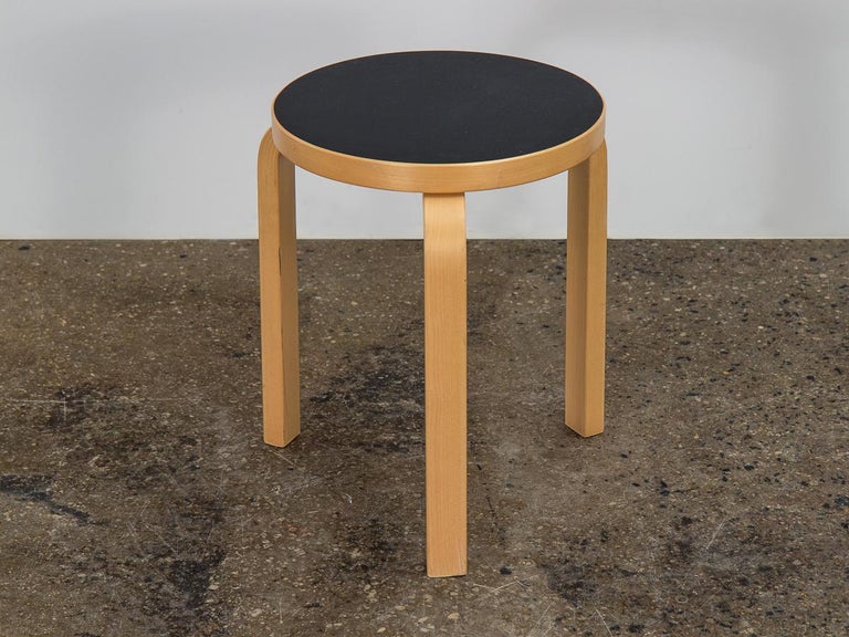 Alvar Aalto Model 60 Stools with Black Top at 1stDibs