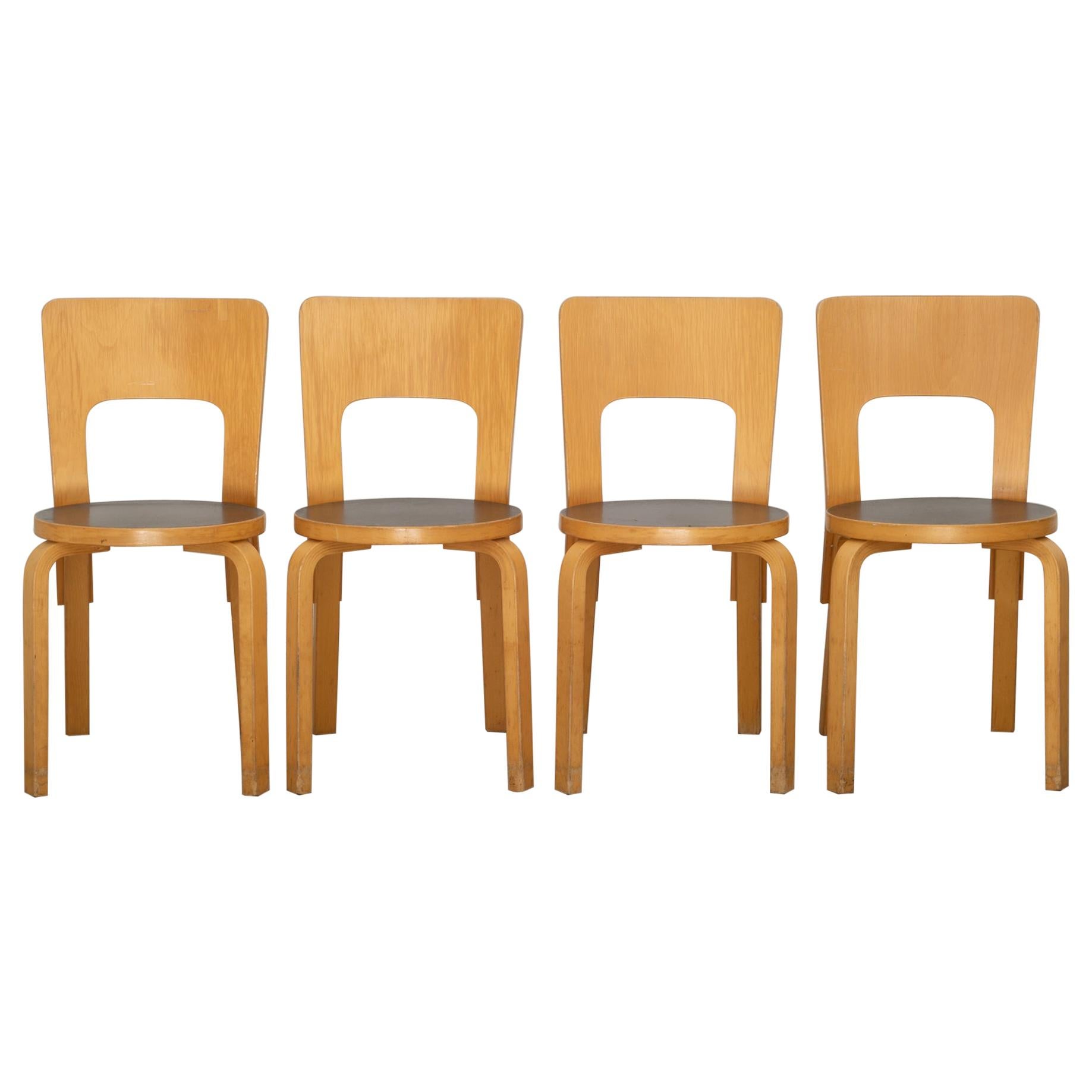 Alvar Aalto Model 66 Bentwood Birch Chairs, circa 1960 For Sale at 1stDibs