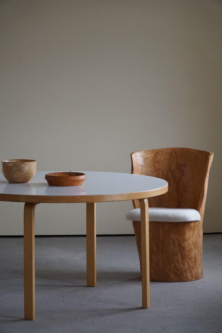Alvar Aalto Round Dining Table in Birch and White Laminate, Made in ...