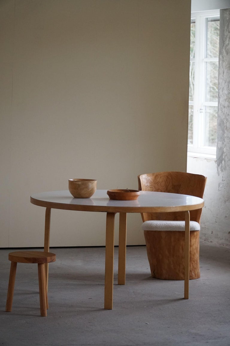 Alvar Aalto Round Dining Table in Birch and White Laminate, Made in ...