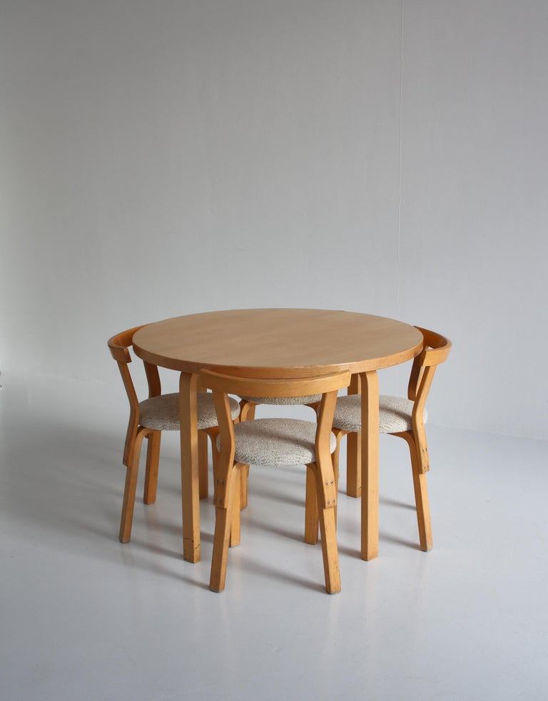 Alvar Aalto Scandinavian Modern Dining Set in Ash and Birch by Artek ...