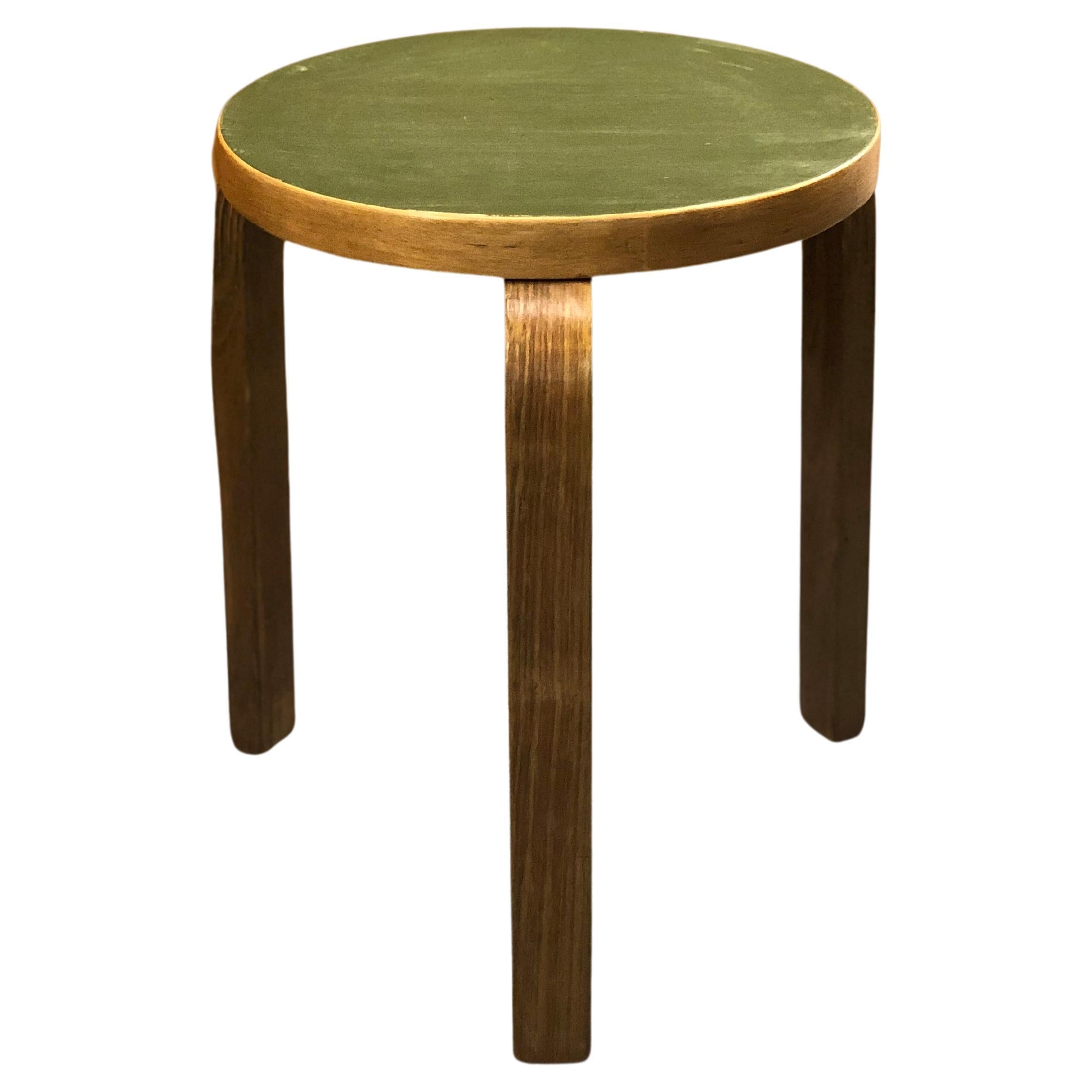 Alvar Aalto Stool Model 60 In Yellow Linoleum, Artek For Sale at 1stDibs