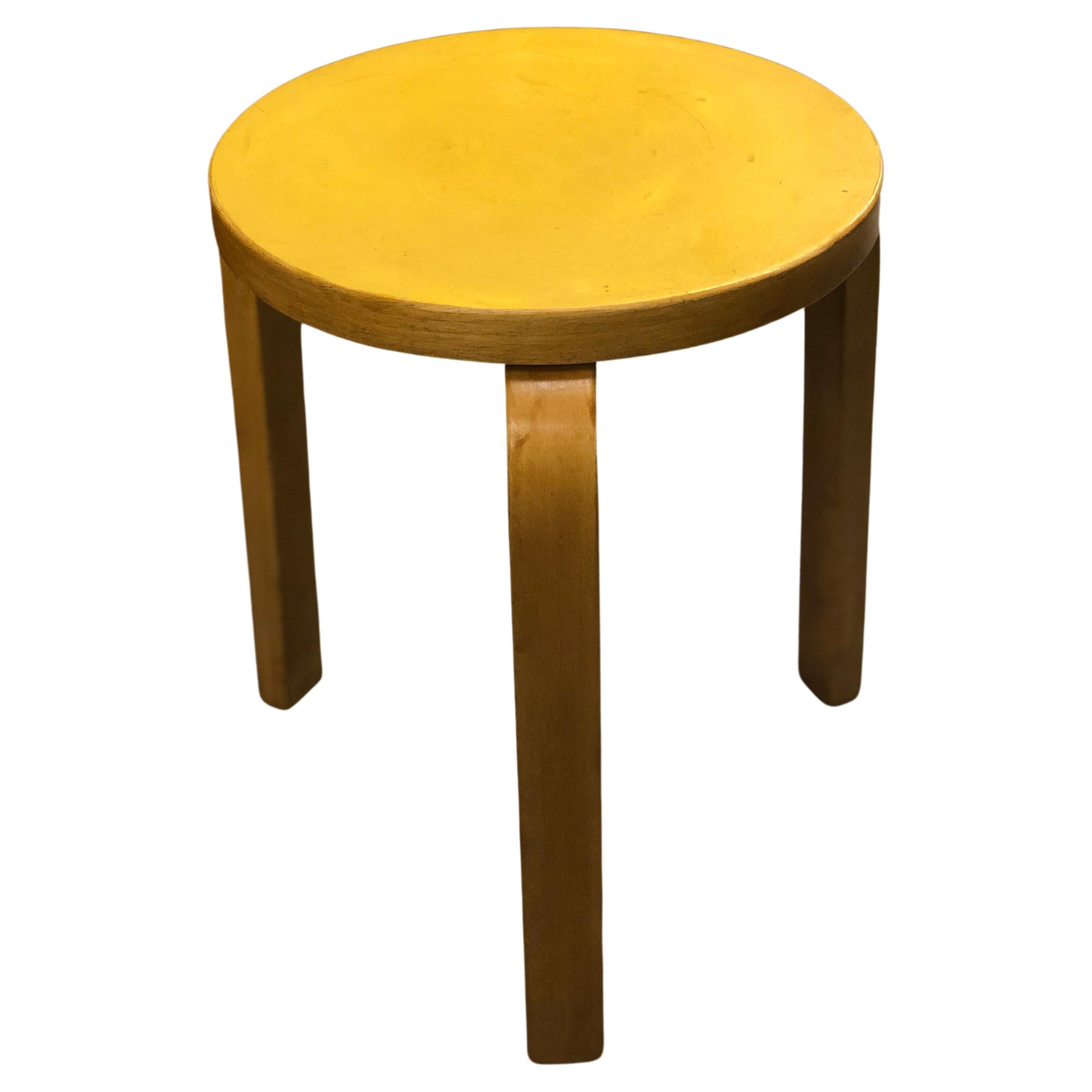 Alvar Aalto Stool Model 60 In Red Linoleum, Artek For Sale at 1stDibs