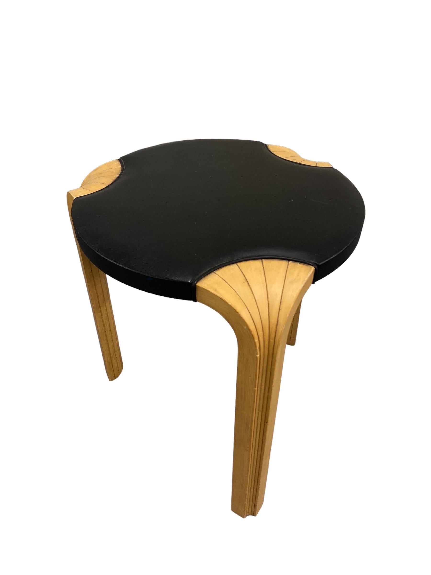 Alvar Aalto Stool X600 in Birch and Original Black Leather, Artek, 1960s For Sale at 1stDibs ...