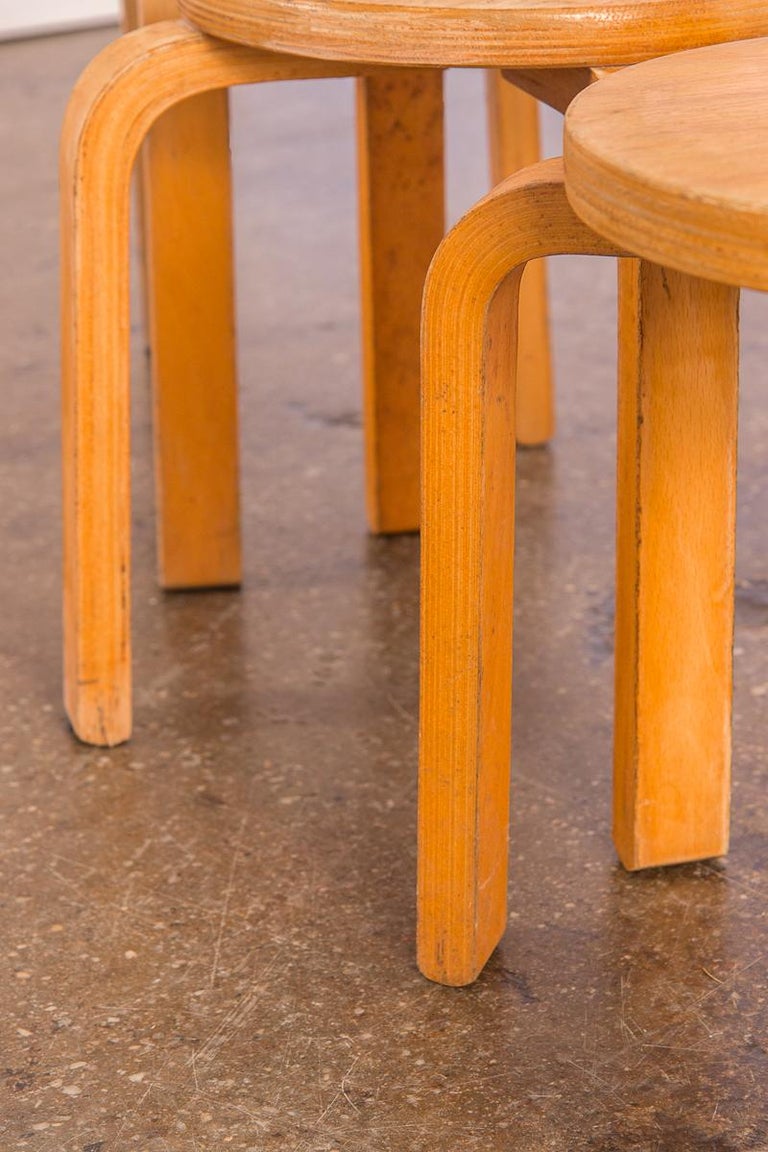 Alvar Aalto Style Small Stacking Stool at 1stDibs | small stacking stools
