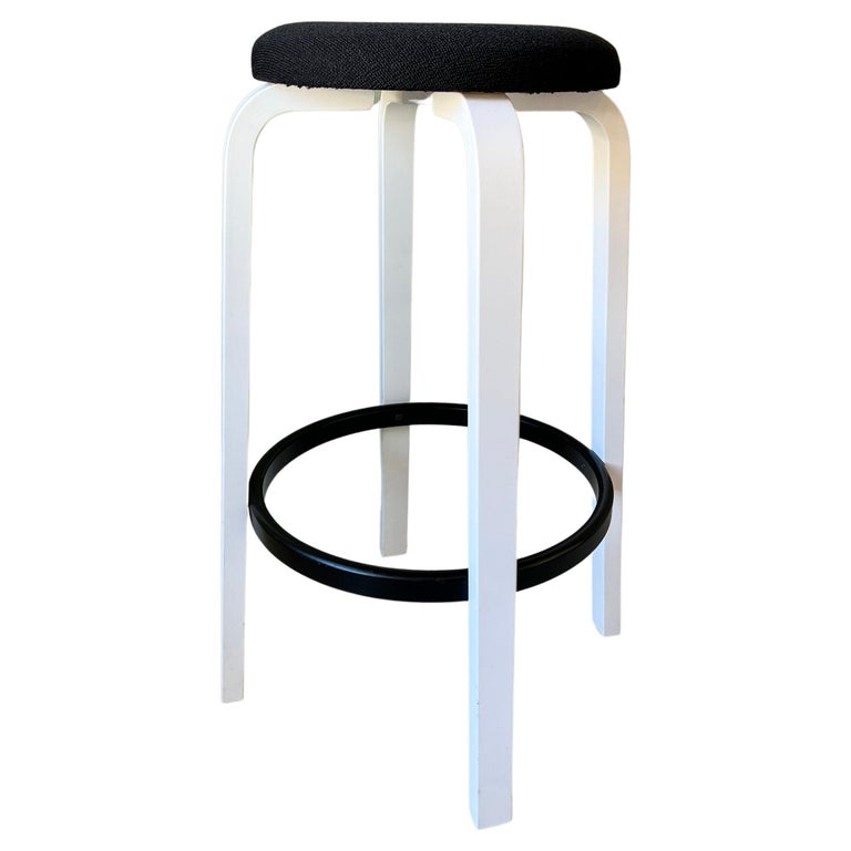 Alvar Alto Model 64 Upholstered Bar Stool in Black and White for Artek ...