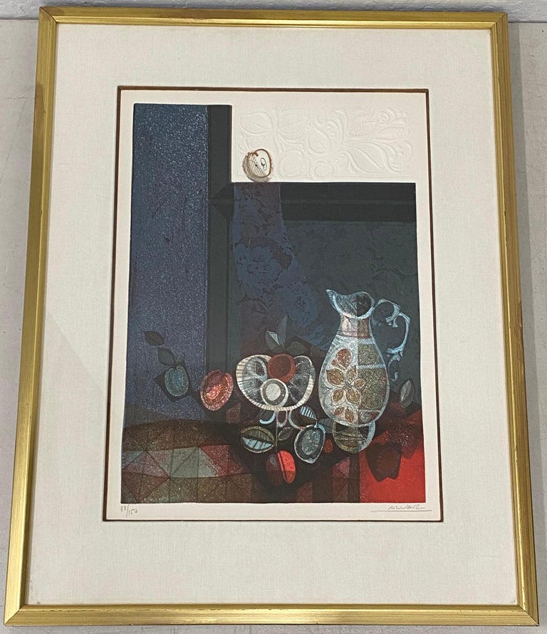 Alvar Sunol Munoz-Ramos - Alvar Sunol Embossed Still Life Lithograph C ...
