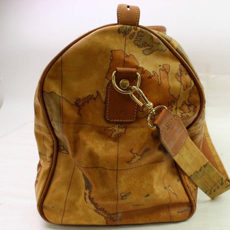 Alviero Martini Atlas Map Duffle with Strap 866485 Brown Canvas Travel ...