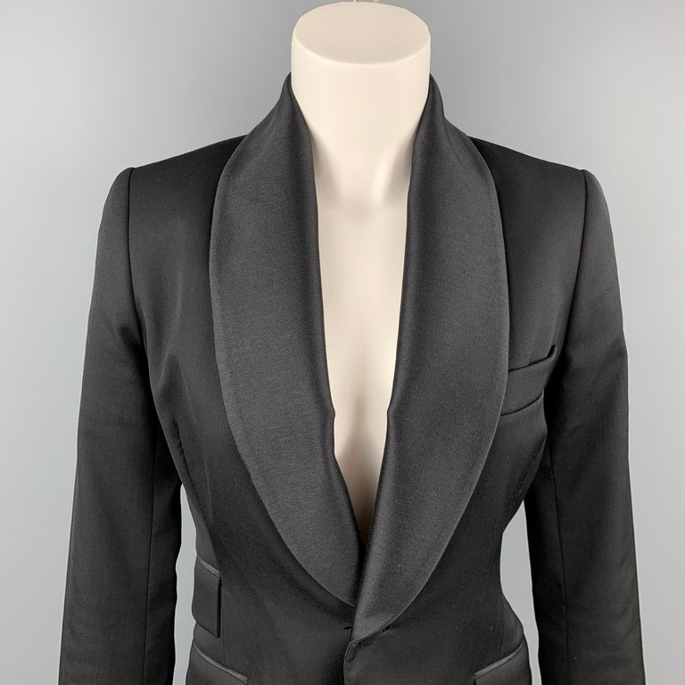 ALVIN VALLEY Size 2 Black Virgin Wool Blend Jacket Blazer at 1stDibs