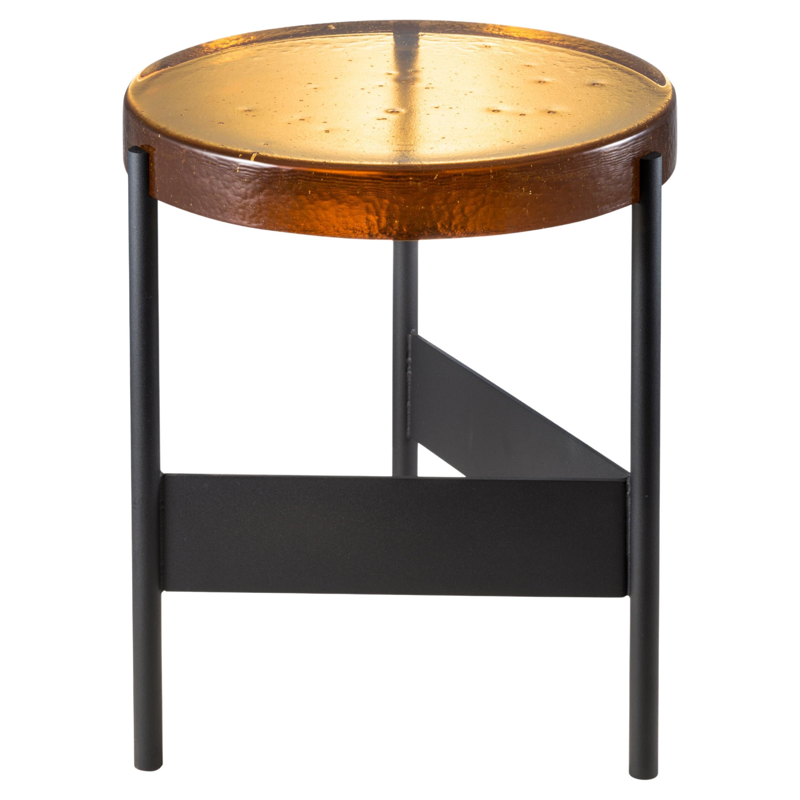 Tea Amber/Walnut Side Table For Sale at 1stDibs