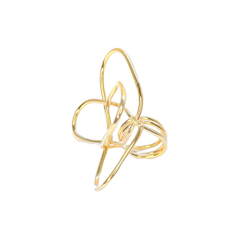 ALYA FLOWER, 14k Gold Plated Contemporary Ring, Off-the-runway For Sale at 1stDibs