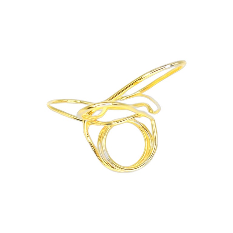 ALYA FLOWER, 14k Gold Plated Contemporary Ring, Off-the-runway For Sale ...