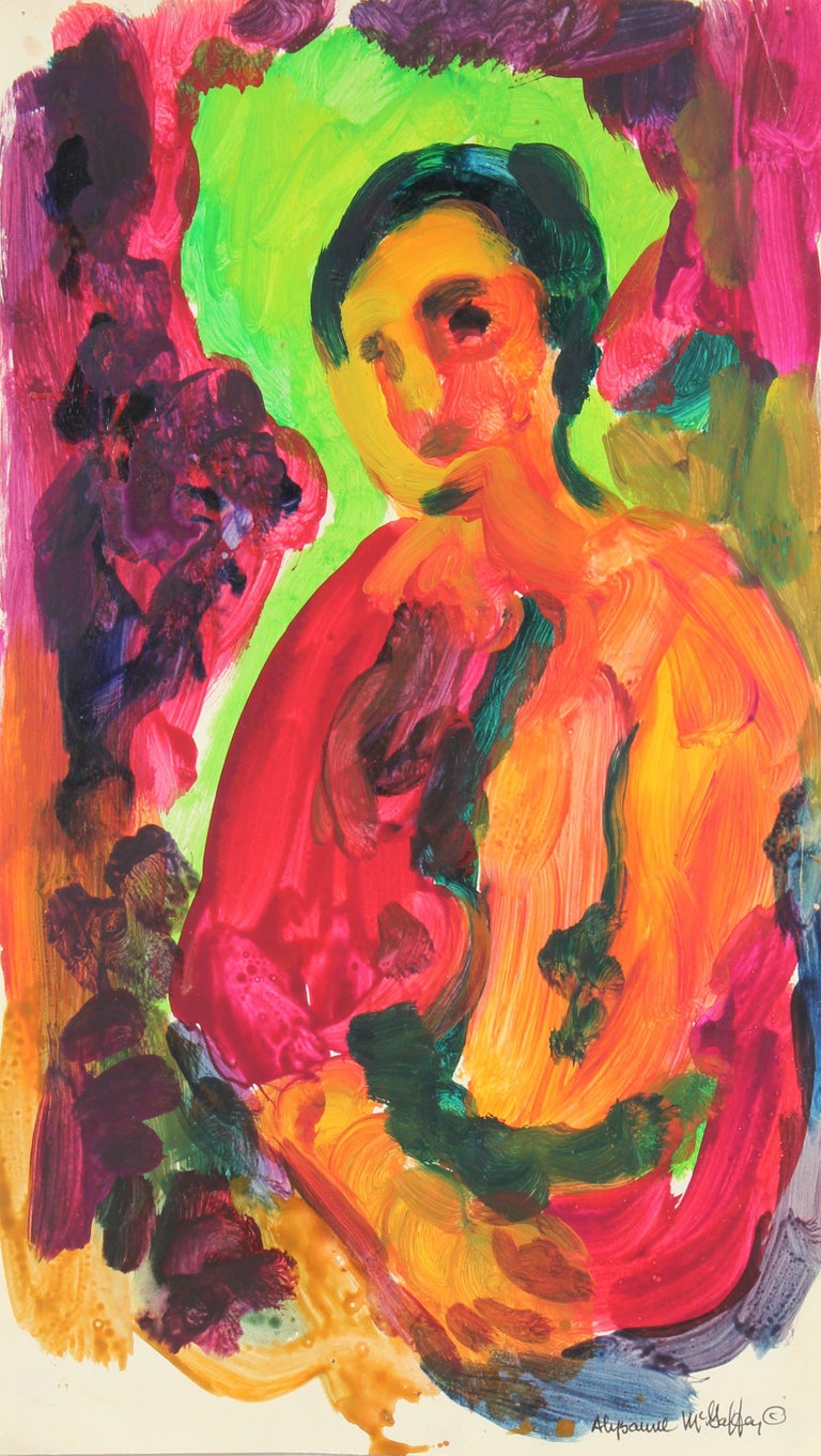 Alysanne McGaffey - Saturated Red Bay Area Figure 1950-60s Distemper ...