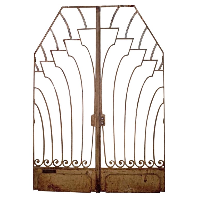 Amaizing Art Deco Gate in Iron, France, 1920 For Sale at 1stDibs