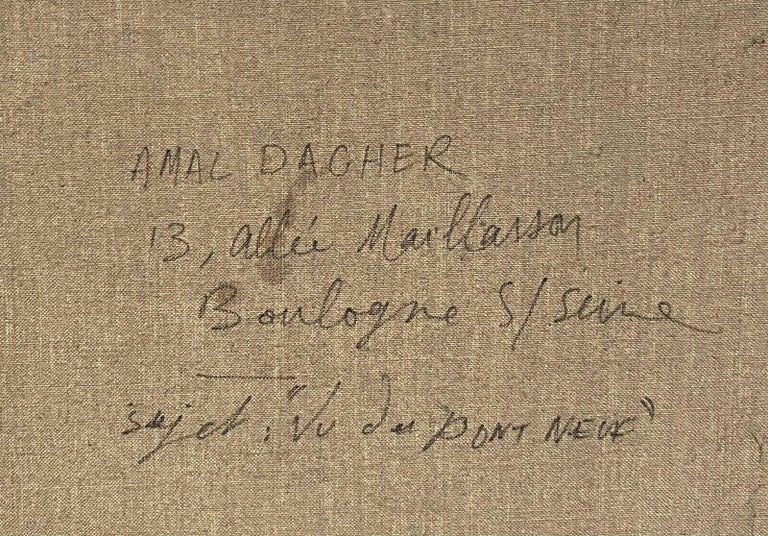 Amal Dagher - 1970's FRENCH SIGNED OIL - MOODY PARISIAN RIVER SEINE ...