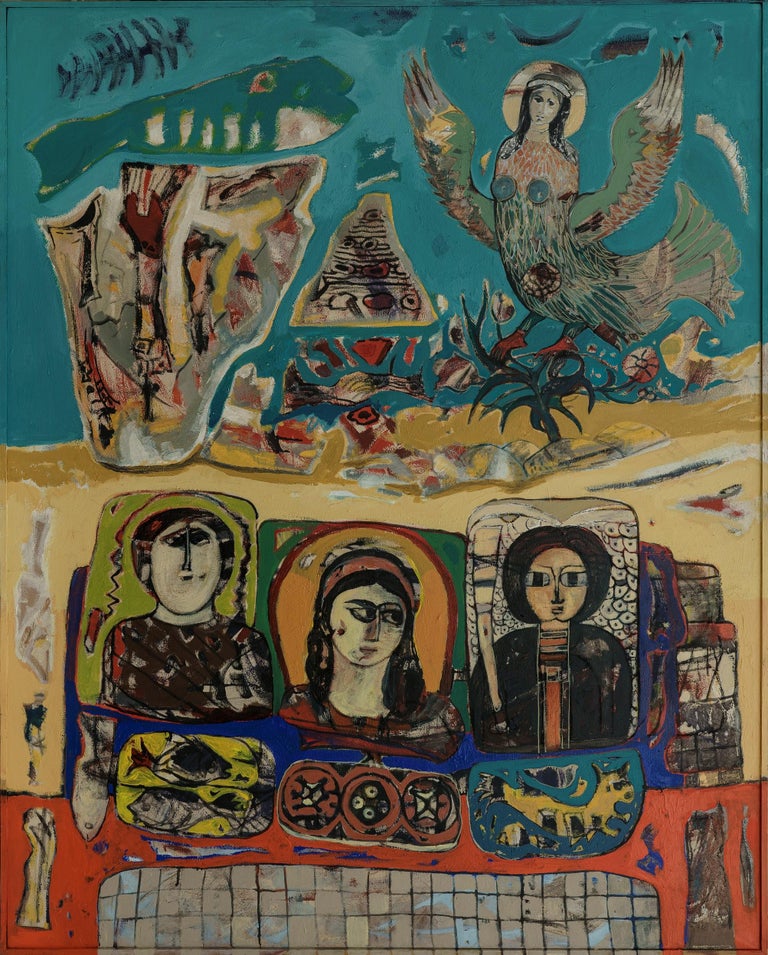 Amal Nasr - "Angel" Abstract Painting 59" x 47" inch by Amal Nasr For ...