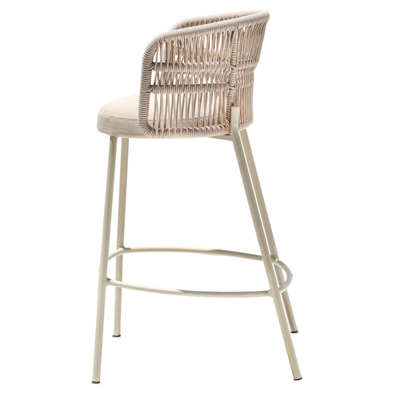 Amalfi Outdoor Stool in Aluminum and Handmade Nautical Rope For Sale at ...