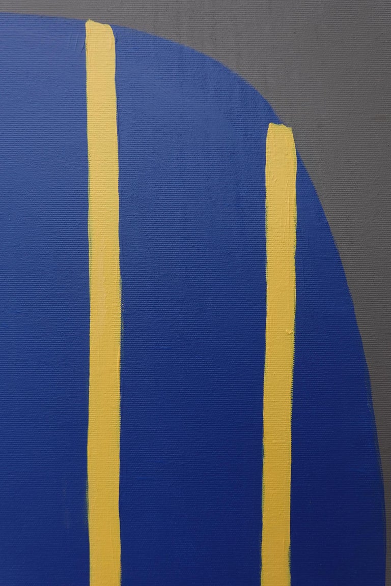 Amanda Andersen - Beaming II - abstract acrylic painting, blue on grey ...