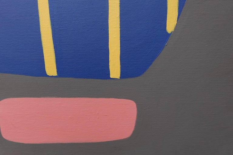 Amanda Andersen - Beaming II - abstract acrylic painting, blue on grey ...