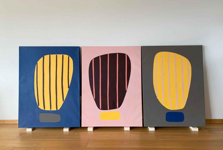 Amanda Andersen - Beaming IV - abstract acrylic painting, dark yellow ...