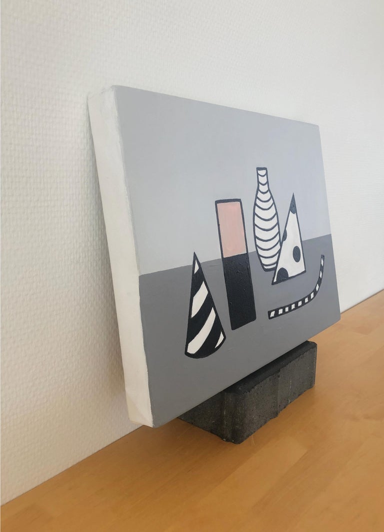Amanda Andersen - Still life: Five Objects, Acrylic Painting pink grey ...