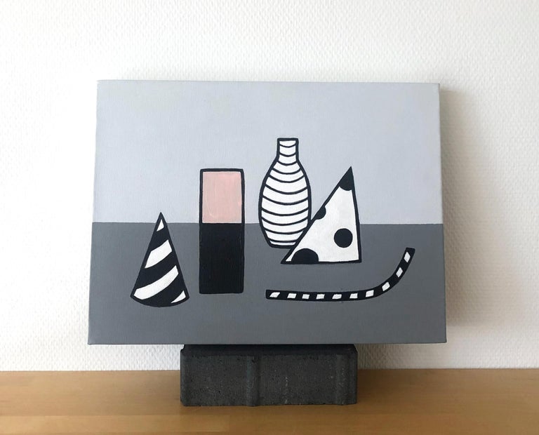 Amanda Andersen - Still life: Five Objects, Acrylic Painting pink grey ...