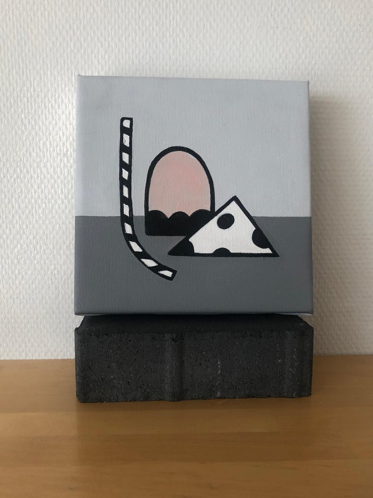 Amanda Andersen - Still life: Three Objects Acrylic Painting pink grey ...