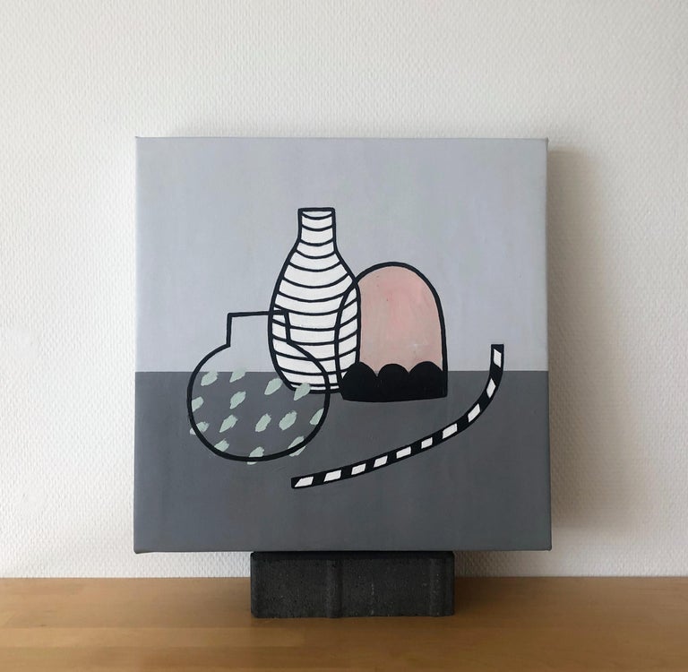 Amanda Andersen - Three Objects, Jar of Beans, Acrylic Painting black ...