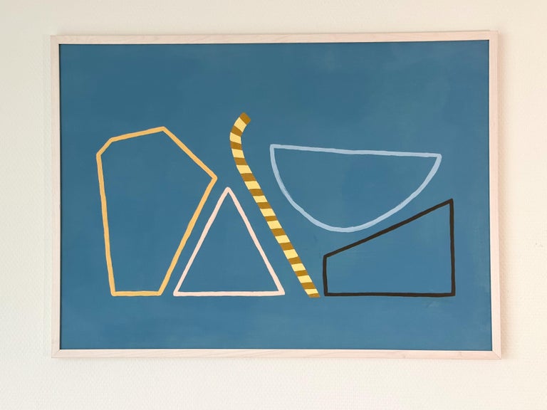 Amanda Andersen - Wireframe Blue Sweets - abstract painting on paper ...