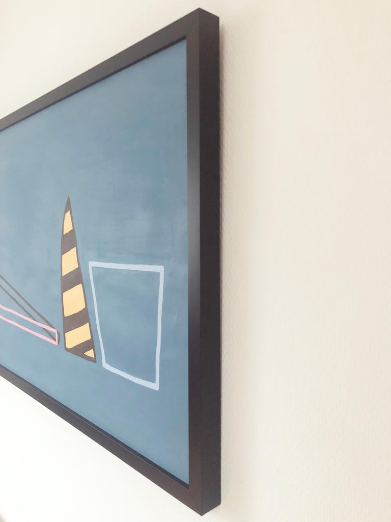 Amanda Andersen - Wireframe Blue Cone - abstract painting on paper ...