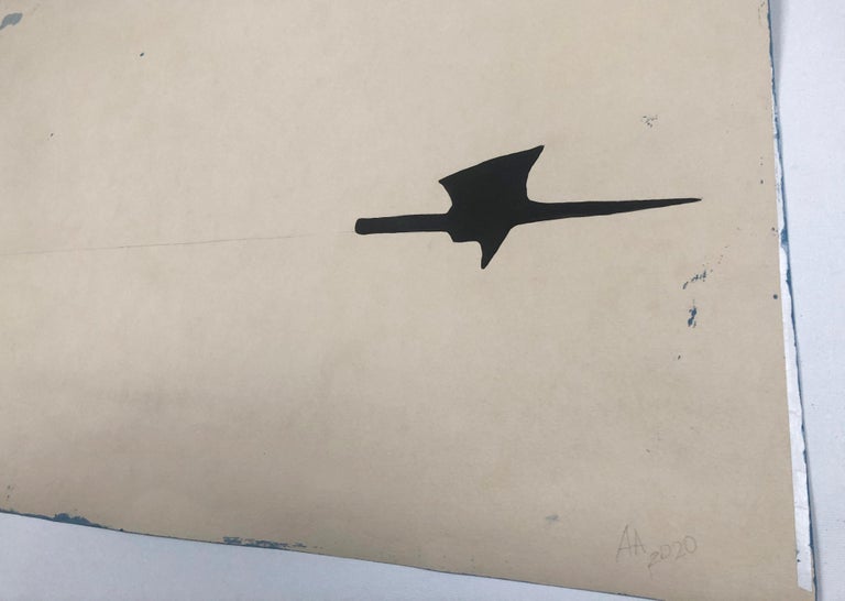 Amanda Andersen - Wireframe Blue Cone - abstract painting on paper ...