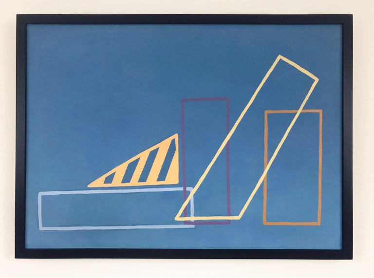 Amanda Andersen - Wireframe Blue Stack - abstract painting on paper ...