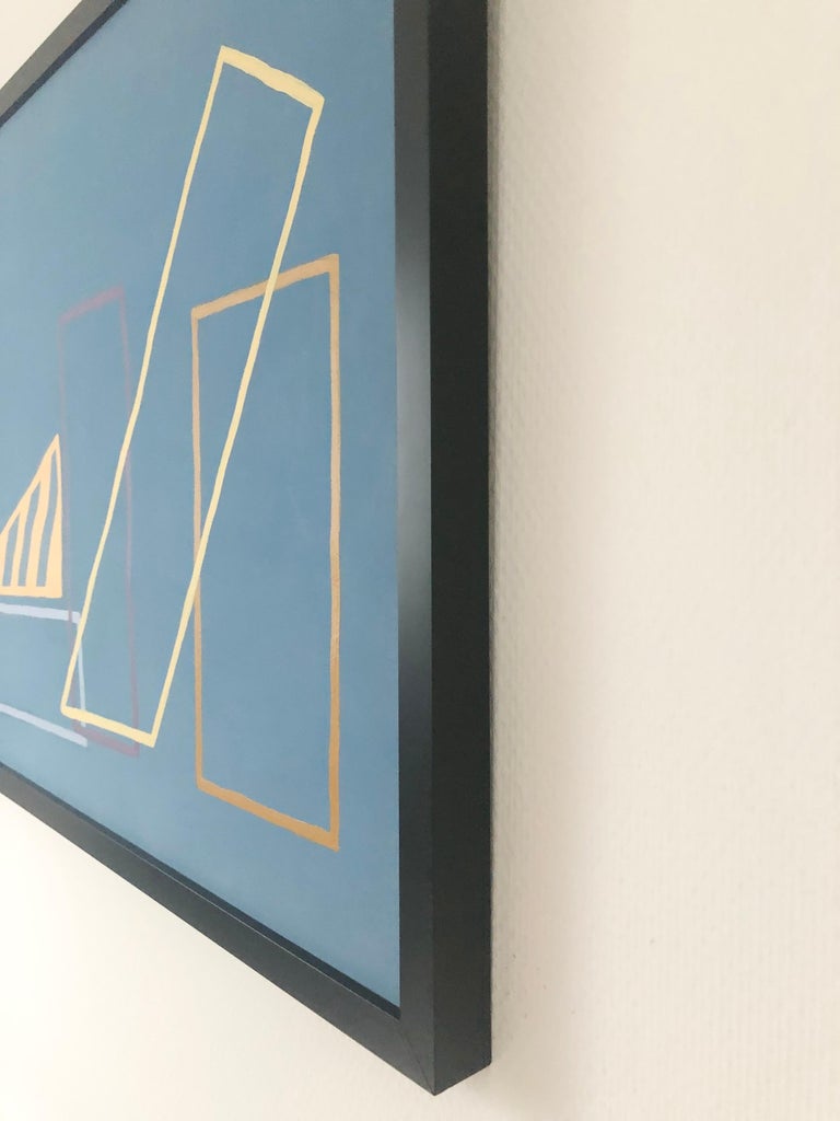 Amanda Andersen - Wireframe Blue Stack - abstract painting on paper ...