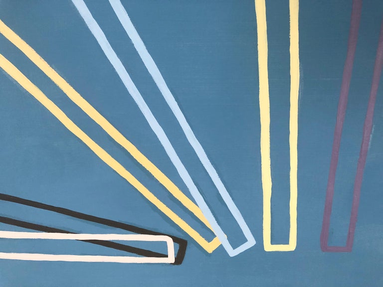 Amanda Andersen - Wireframe Cascade - abstract painting on paper, blue ...