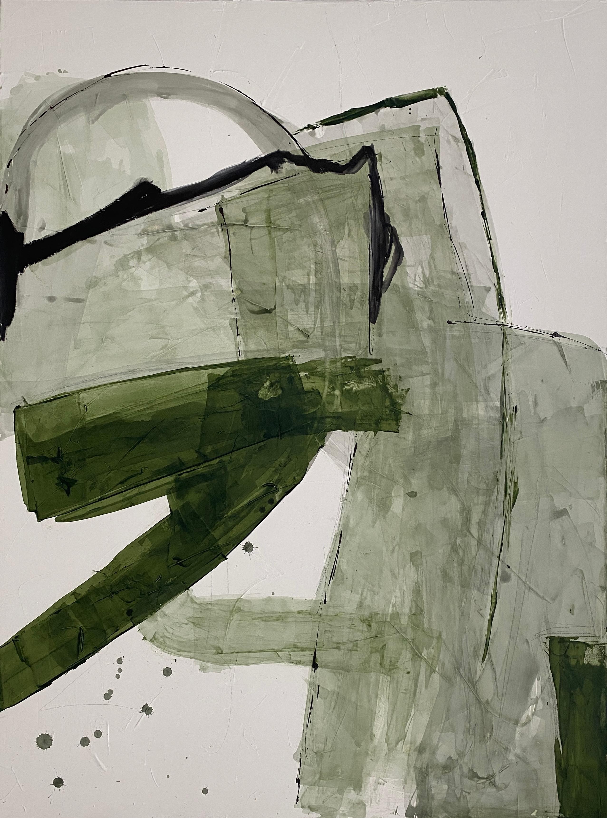 Antique Green Abstract Painting - 107 For Sale on 1stDibs