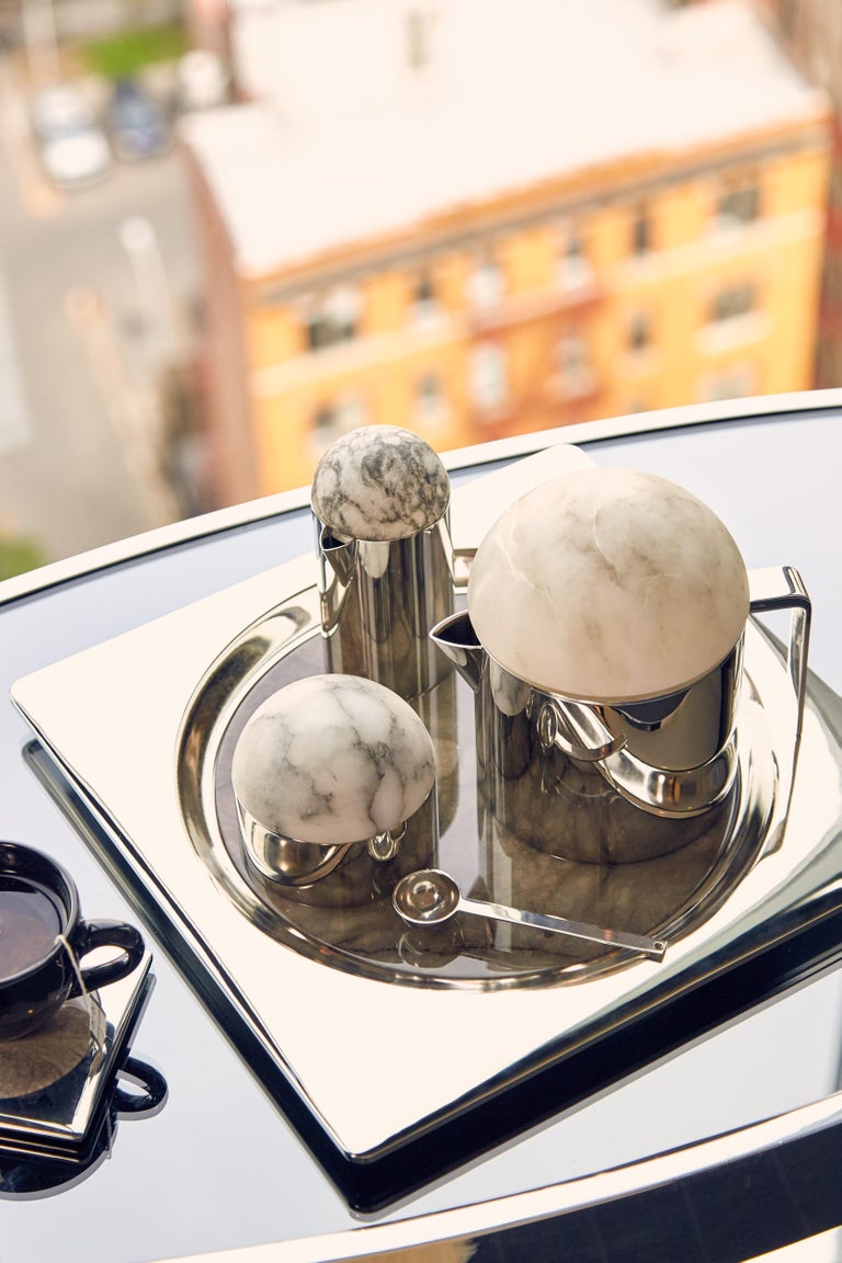 Amare Alabaster Silver Teapot, in Stock For Sale at 1stDibs