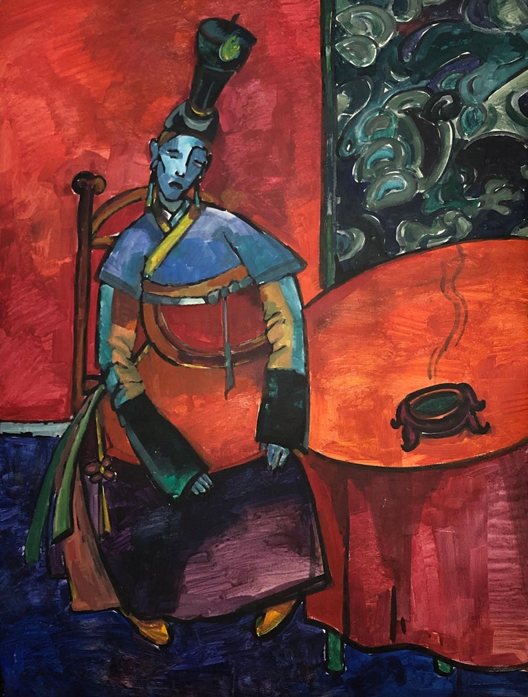 Amarsanaa Galmandakh - Lady in the Lounge - original figurative ...