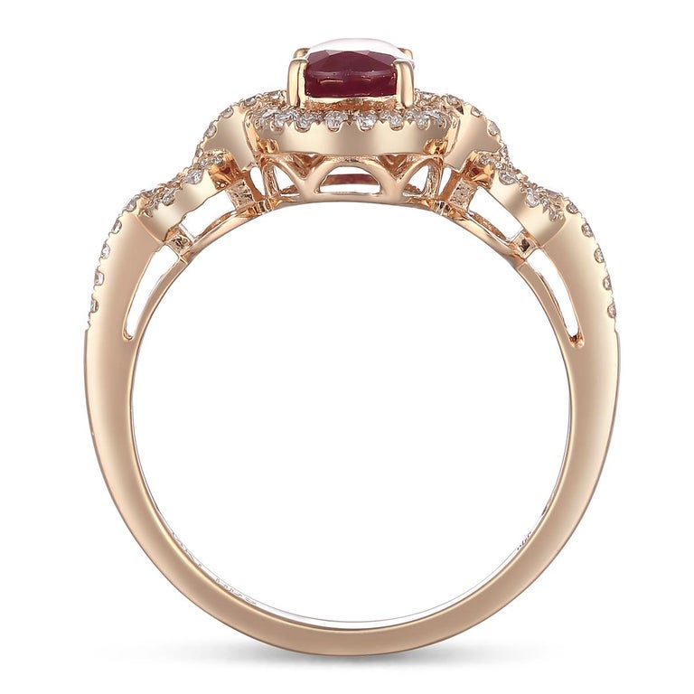 Amazing 14 Karat Pink Gold, Diamond and Ruby Ring For Sale at 1stDibs