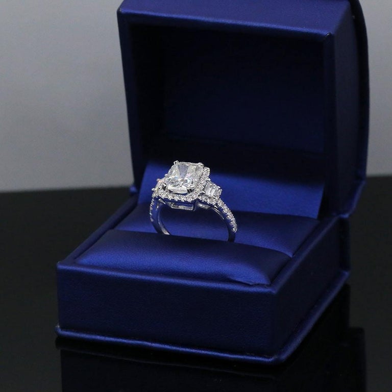 Customizable Amazing 18k White Gold Engagement Ring with 4.21ct ...