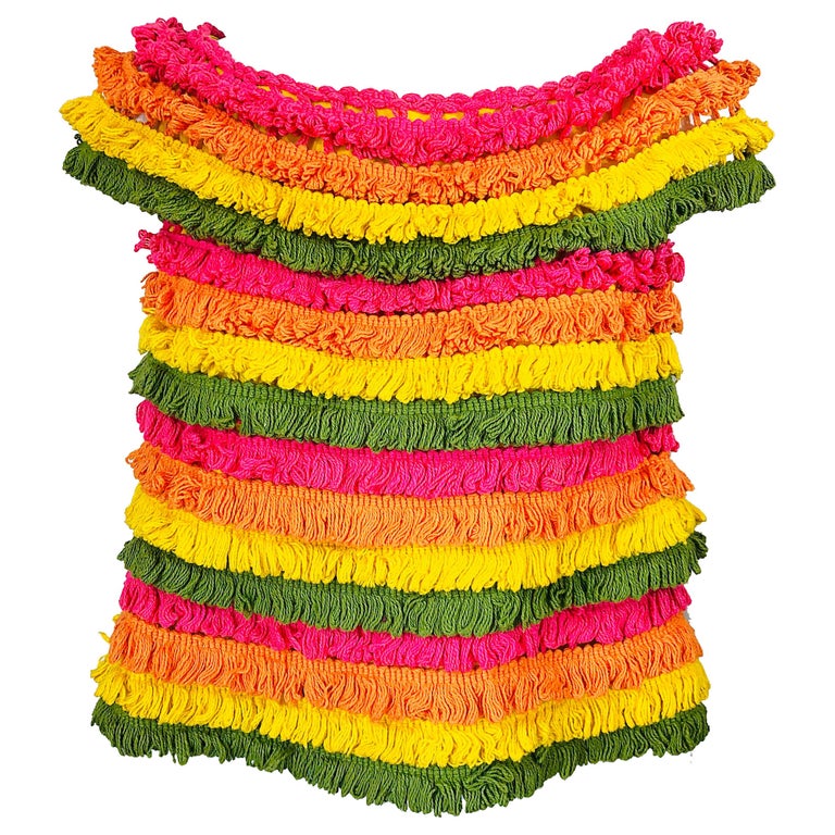 Amazing 1960s Gene Ostrow Fringed Vintage 60s Mod Rainbow Trapeze Crop ...