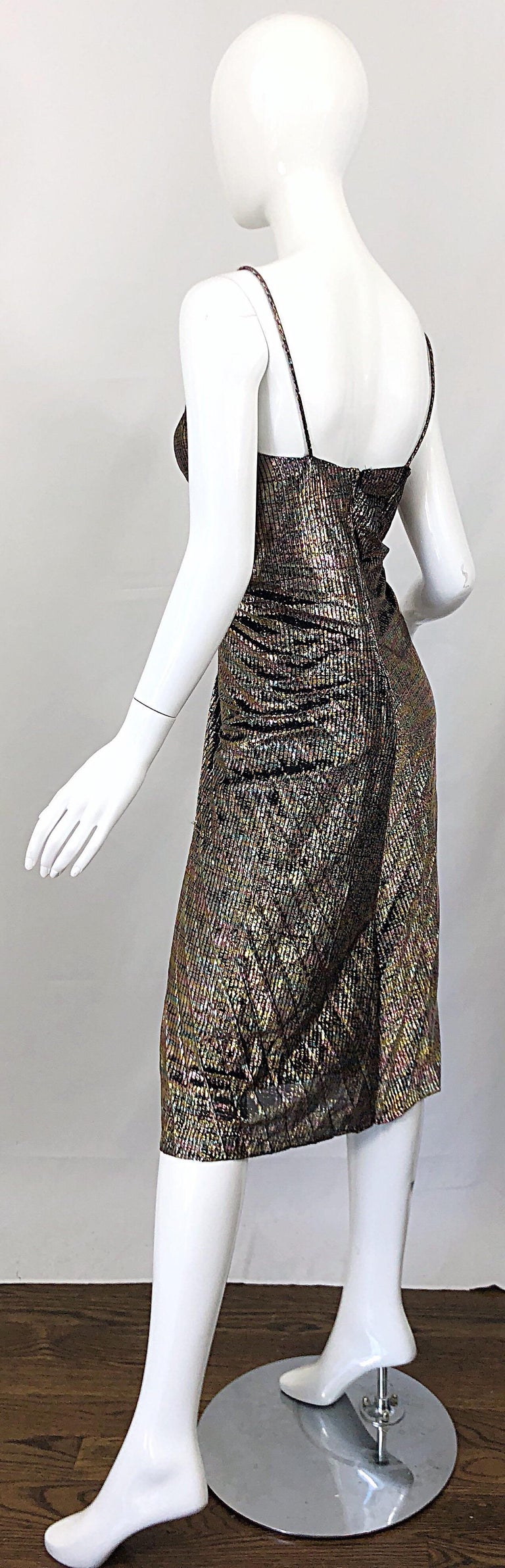 Amazing 1970s Metallic Disco Studio 54 Pleated Slinky Colorful Vintage ...