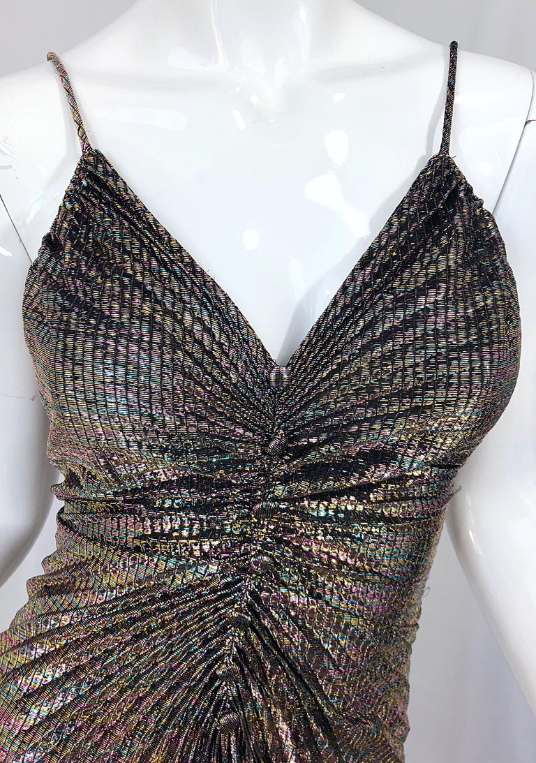 Amazing 1970s Metallic Disco Studio 54 Pleated Slinky Colorful Vintage ...