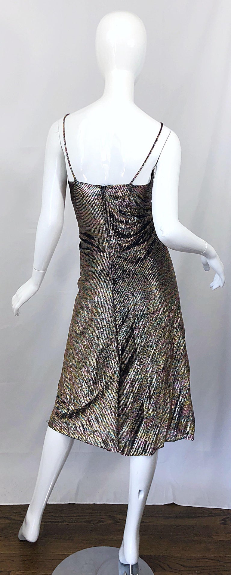 Amazing 1970s Metallic Disco Studio 54 Pleated Slinky Colorful Vintage ...