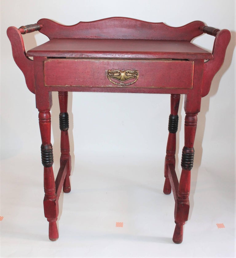 Amazing 19th Century Side Table in Original Red Painted Surface at 1stDibs